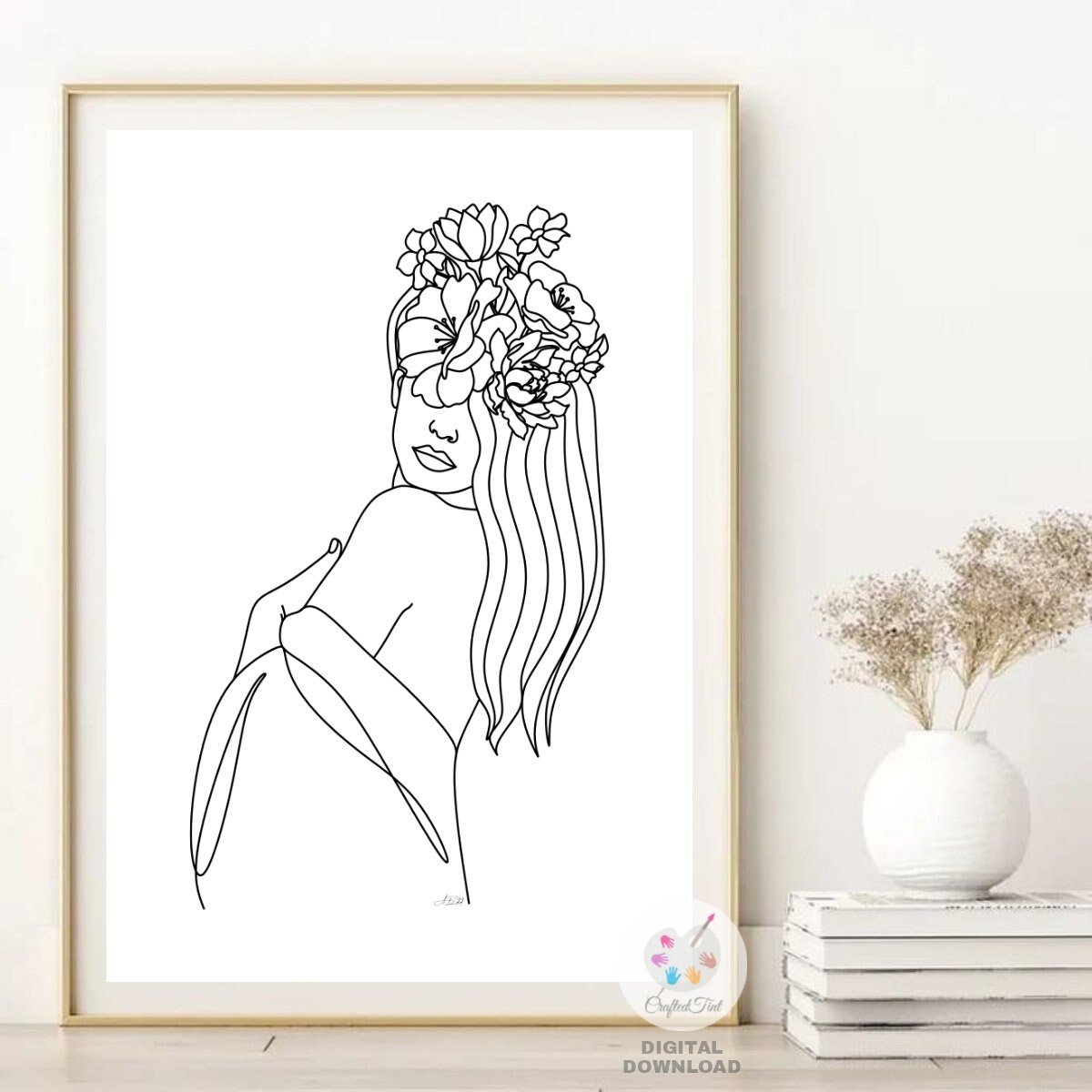 Woman Line Drawing, Woman Poster, Line Art Print, Minimalist Wall Art ...