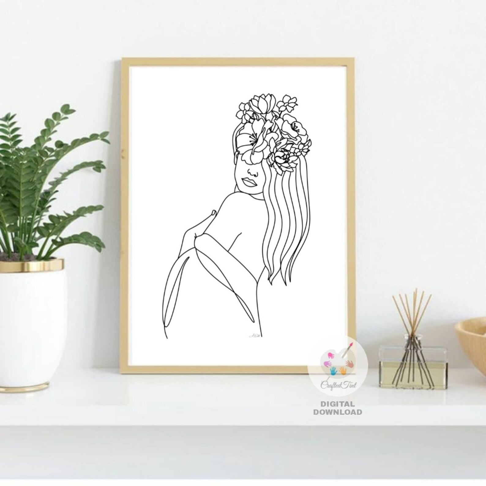 Woman Line Drawing, Woman Poster, Line Art Print, Minimalist Wall Art ...
