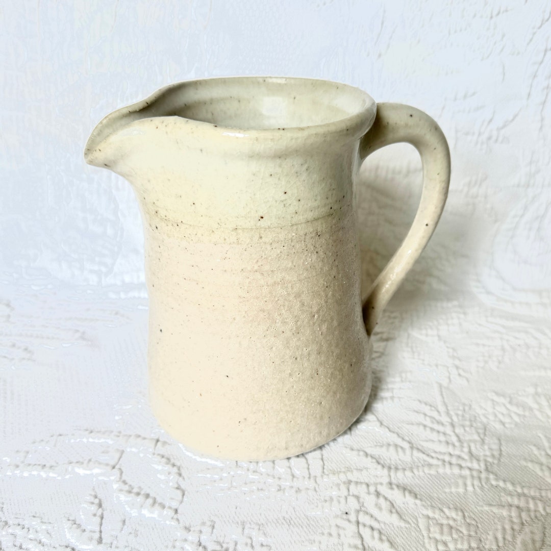 Vintage Ceramic Beige Pitcher, Artist Signed - Etsy