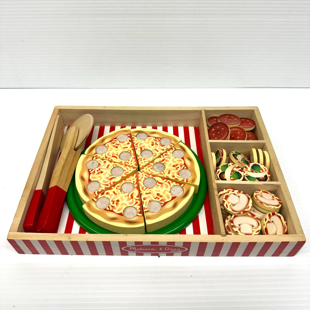 Melissa & Doug Wooden Pizza Party Play Food Set With 36 Toppings - Etsy
