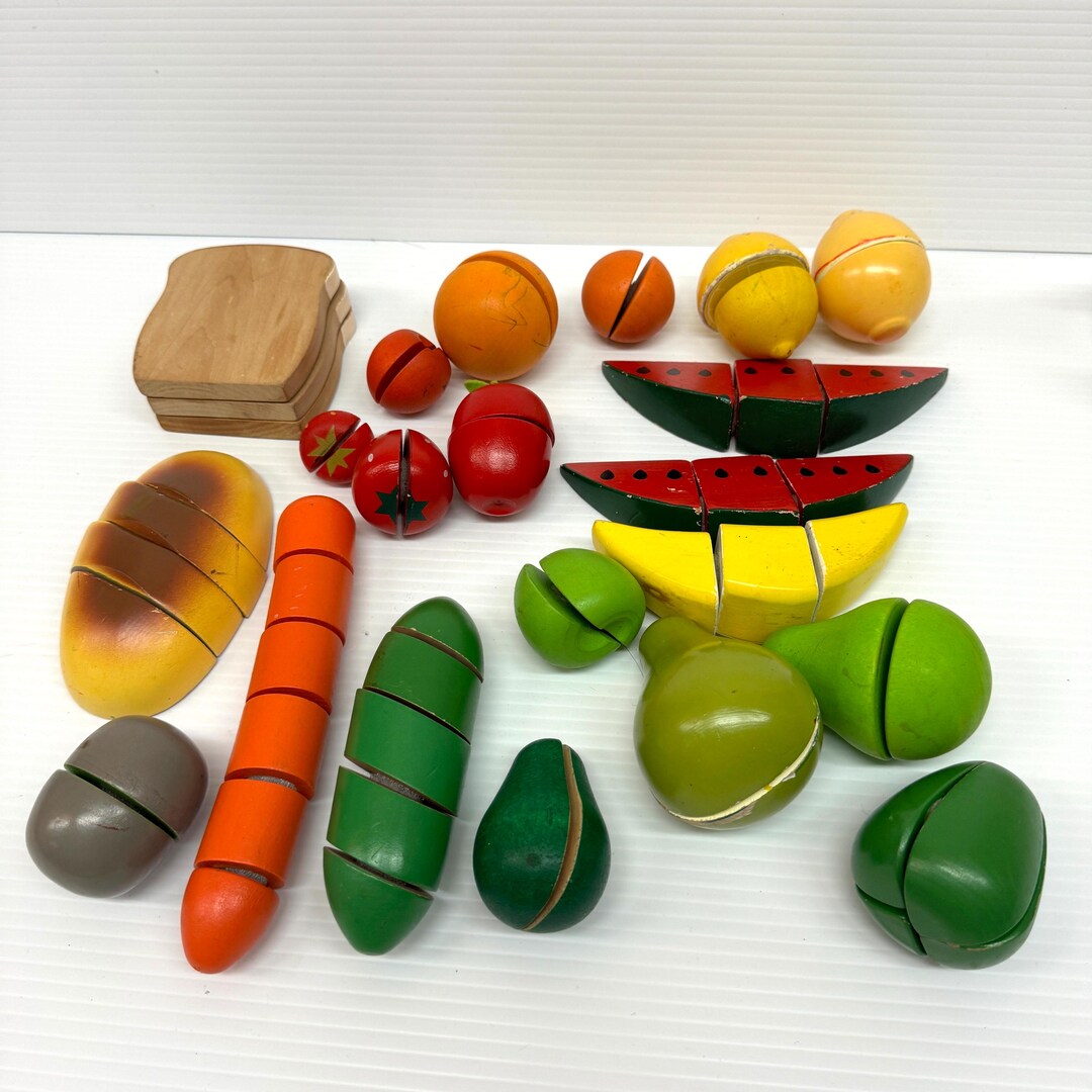 Assorted Wood Pretend Food for Kids Play Pretend Kitchen, Imaginative ...