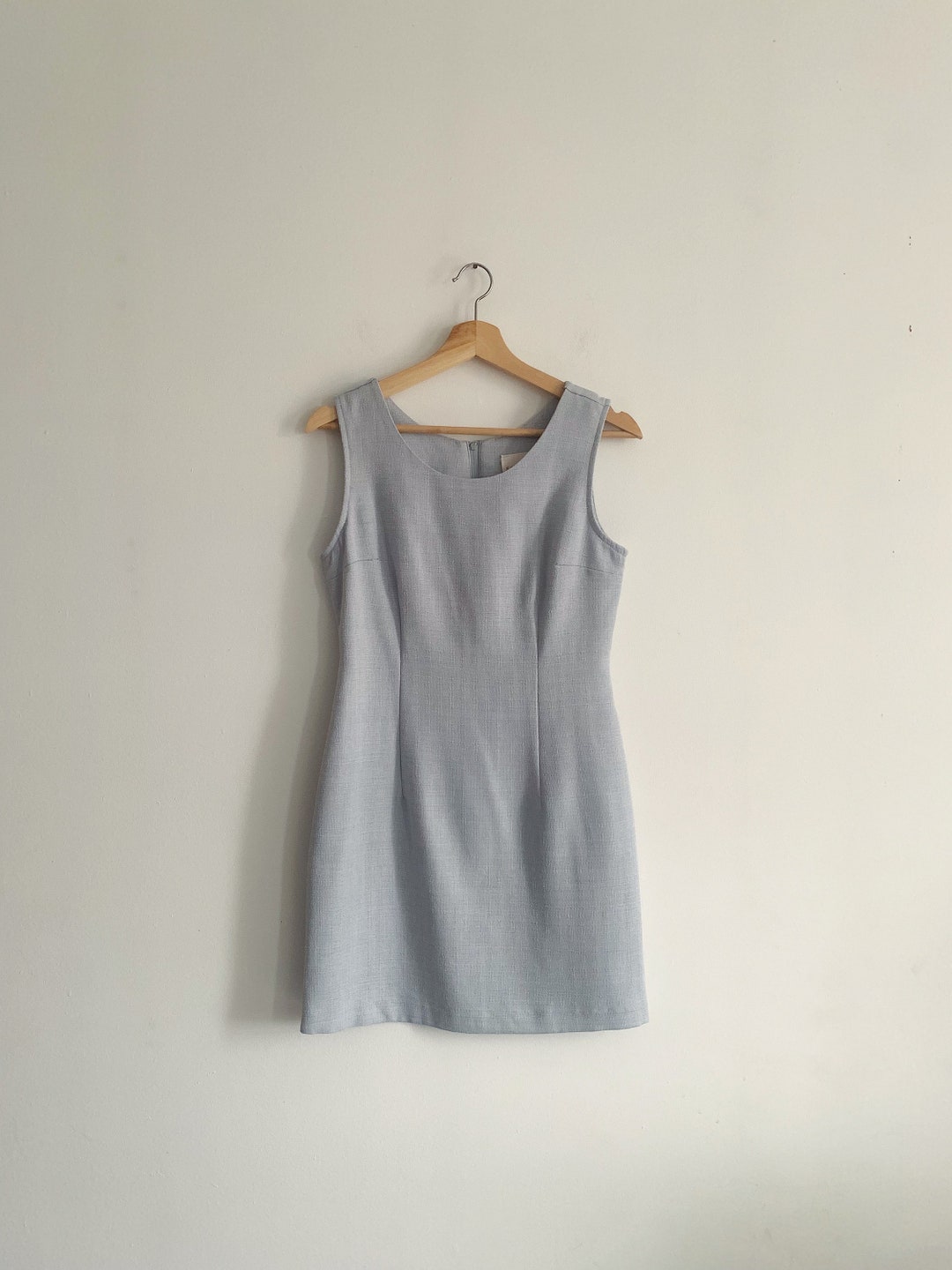 90s Y2K Does 60s Light Blue Mini Dress 1990s 2000s Baby Blue Faux Tweed ...