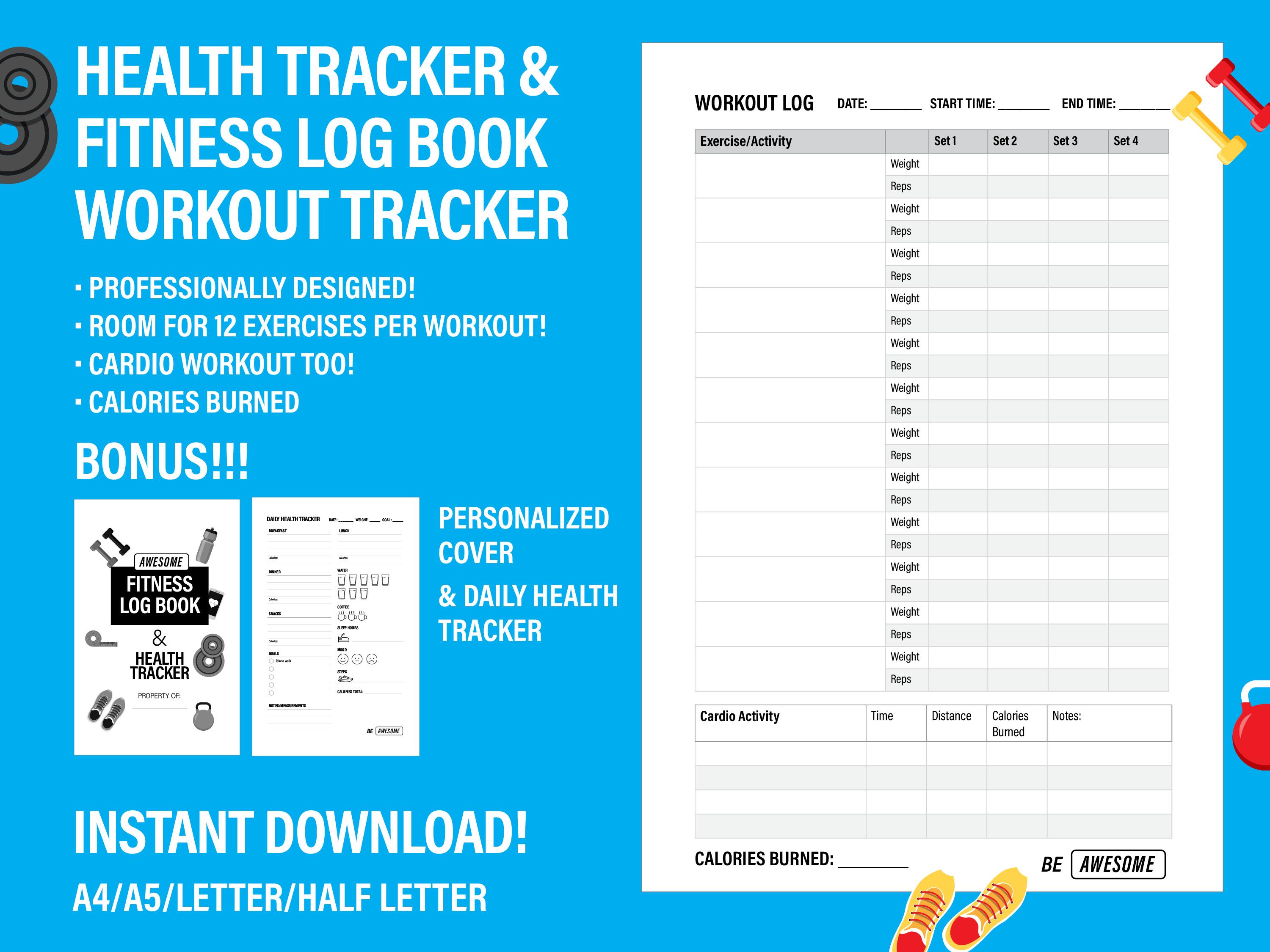 Workout Tracker Printable, Daily Exercise Log, Fitness Journal, Workout ...
