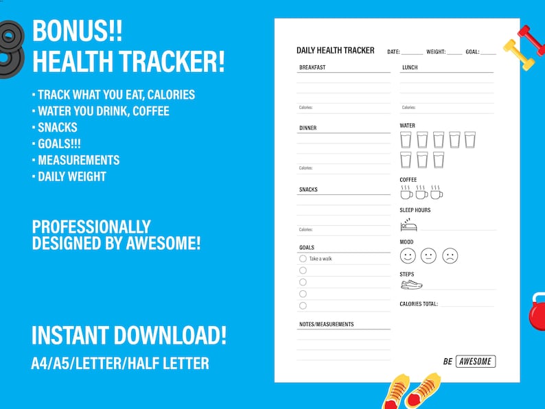 Workout Tracker Printable, Daily Exercise Log, Fitness Journal, Workout ...