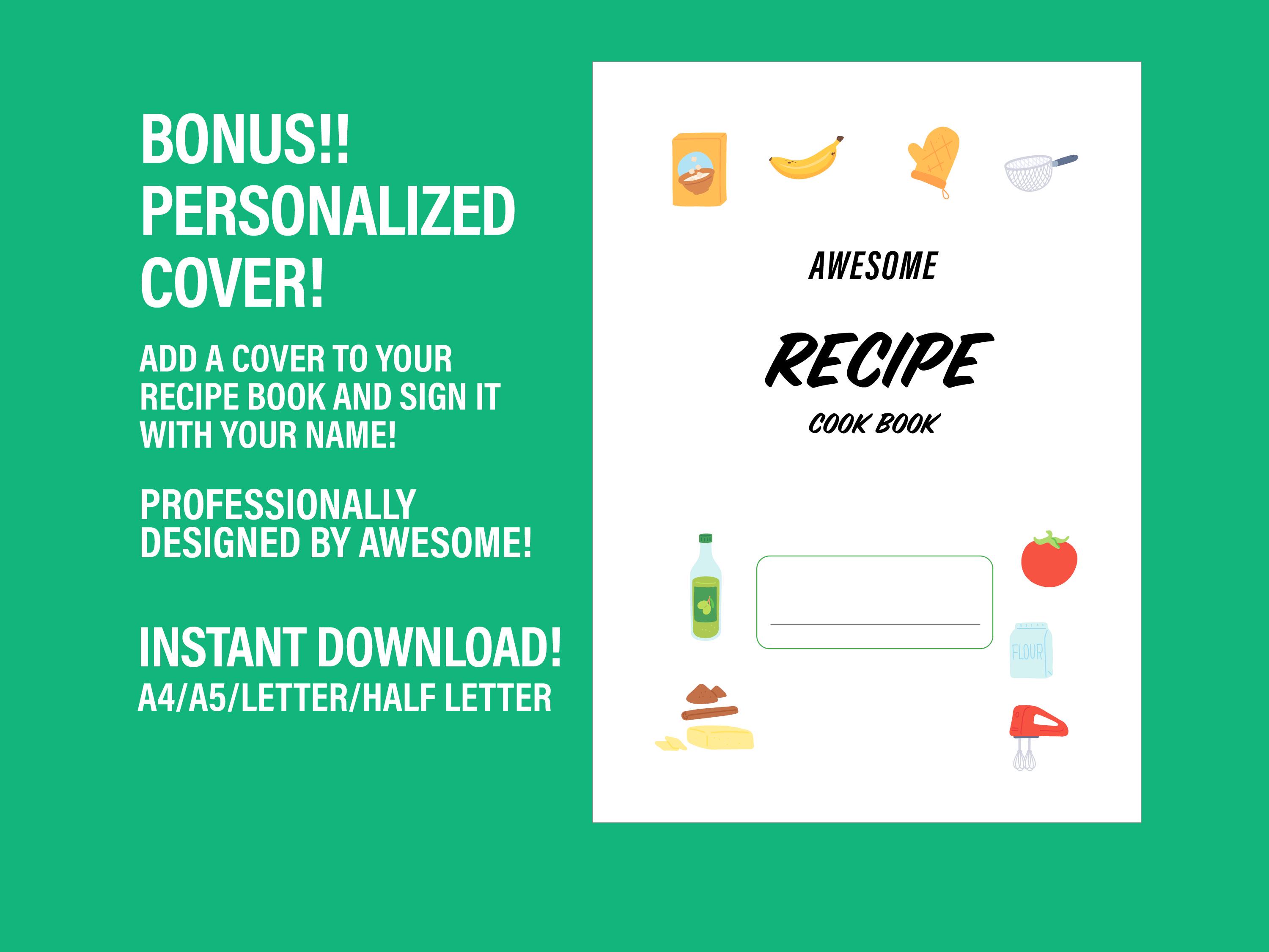 Recipe Book Template Printable, Blank Recipe Page, Cook Book Journal ...