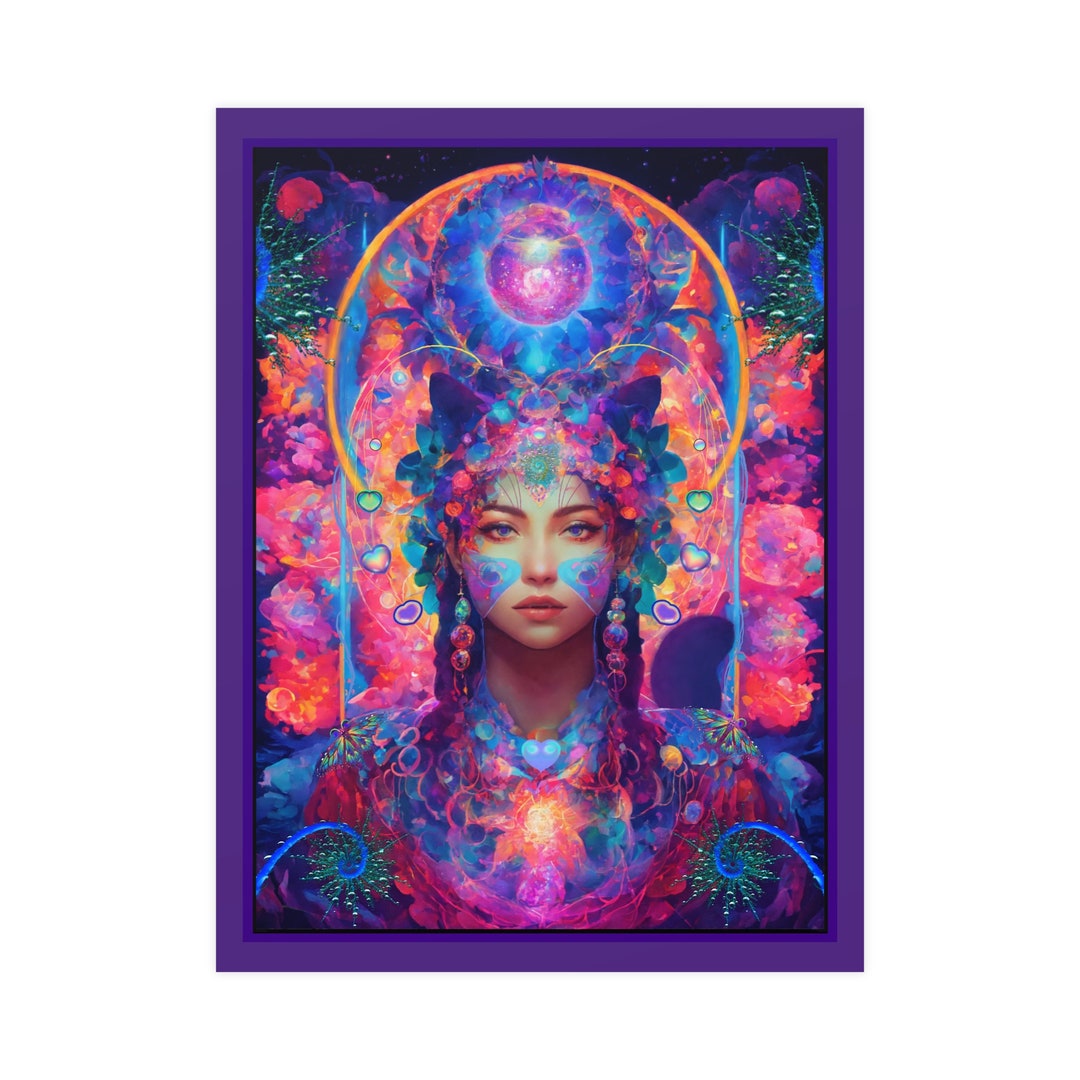 Lumina, Electric Cat Goddess of the Cosmos, Fine Art Print, Original ...