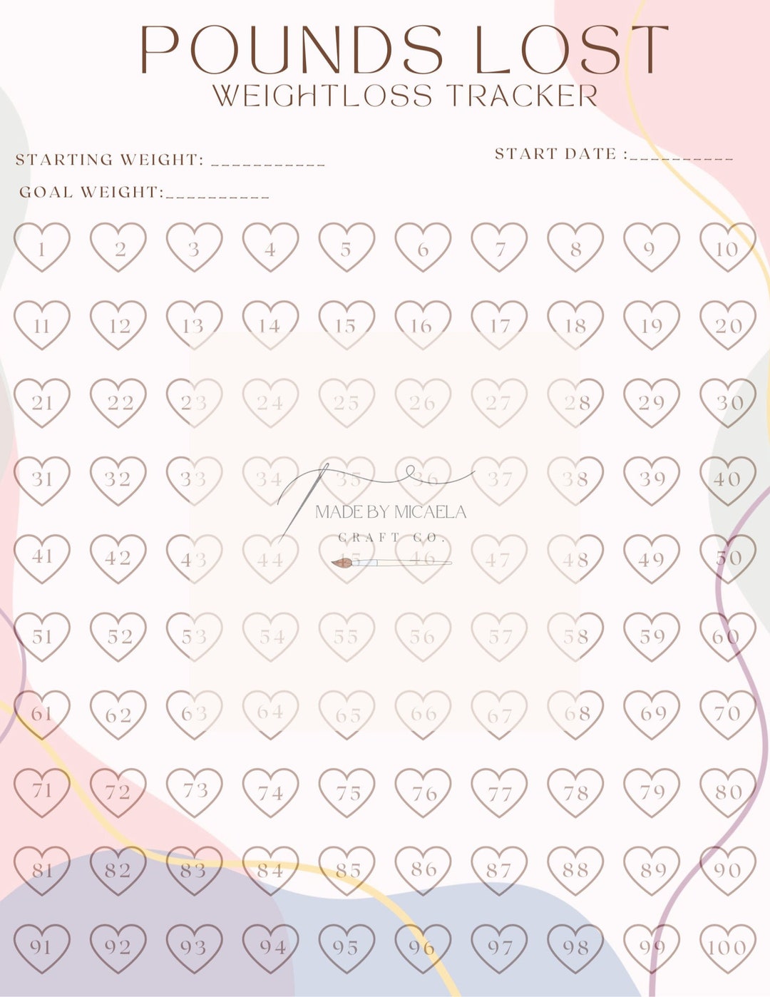 Weightloss Tracker Digital Download | Pounds Lost Tracker | Weightloss Chart | Weightloss ...