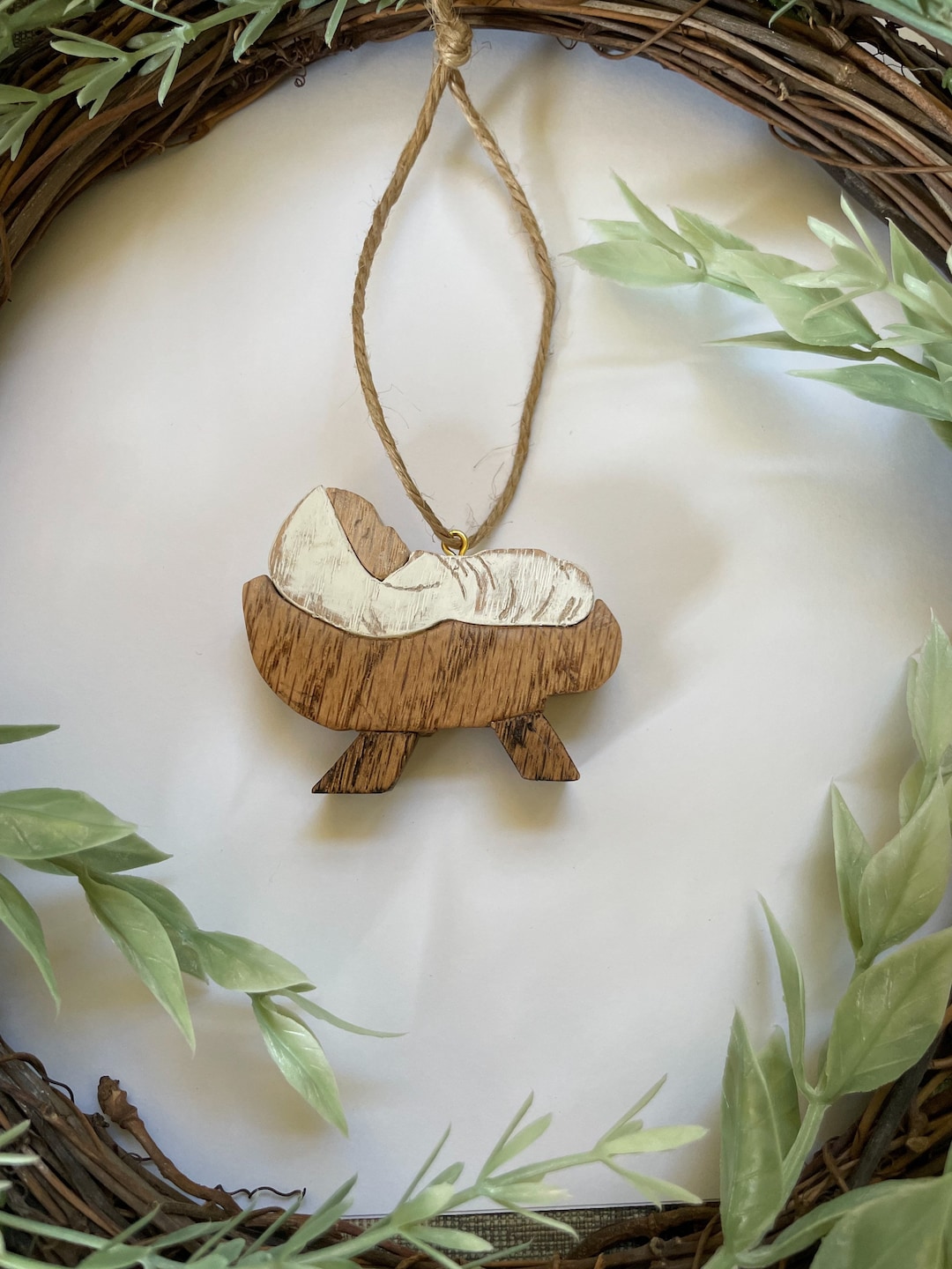Wooden Manger Ornament | Christmas Manger Ornament | Religious ...