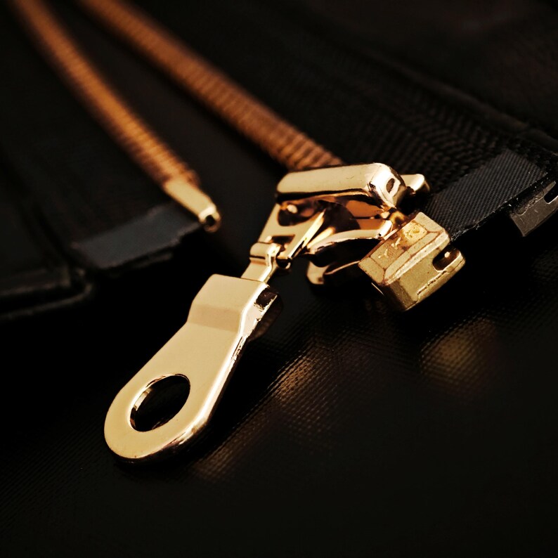 Heavy Duty Gold Metal 8 Teeth one way Open Separating black Woven Heavy Duty Gold Metal 8 Teeth one way Open Separating black Woven