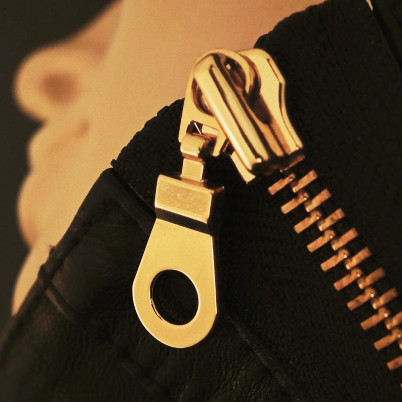 Heavy Duty Gold Metal 8 Teeth one way Open Separating black Woven Heavy Duty Gold Metal 8 Teeth one way Open Separating black Woven