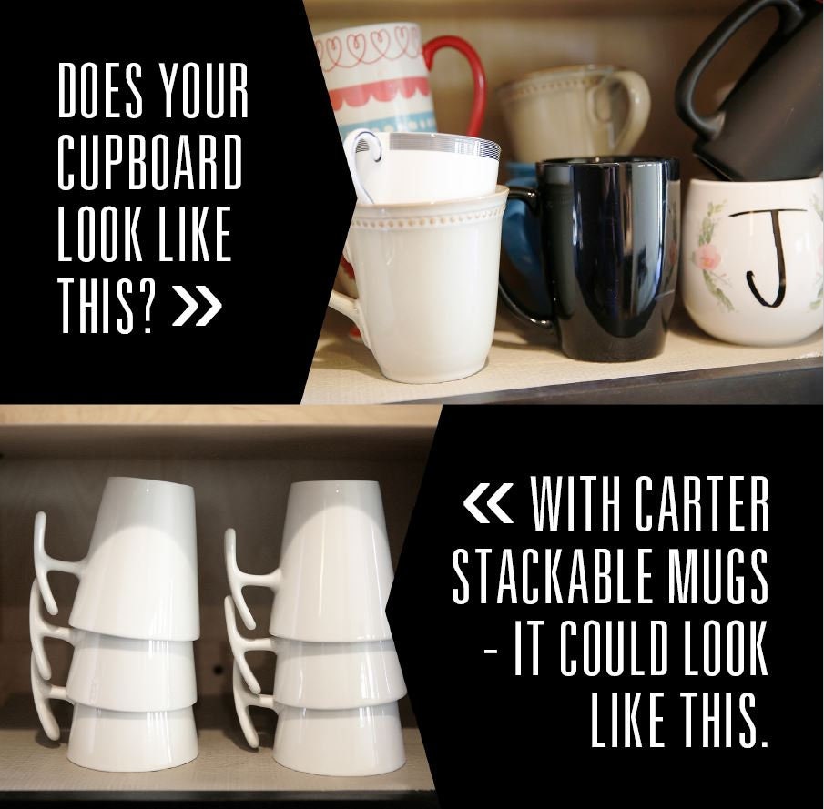 Coffee and Tea Designed Mugs Stacking Mugs Personalized - Etsy