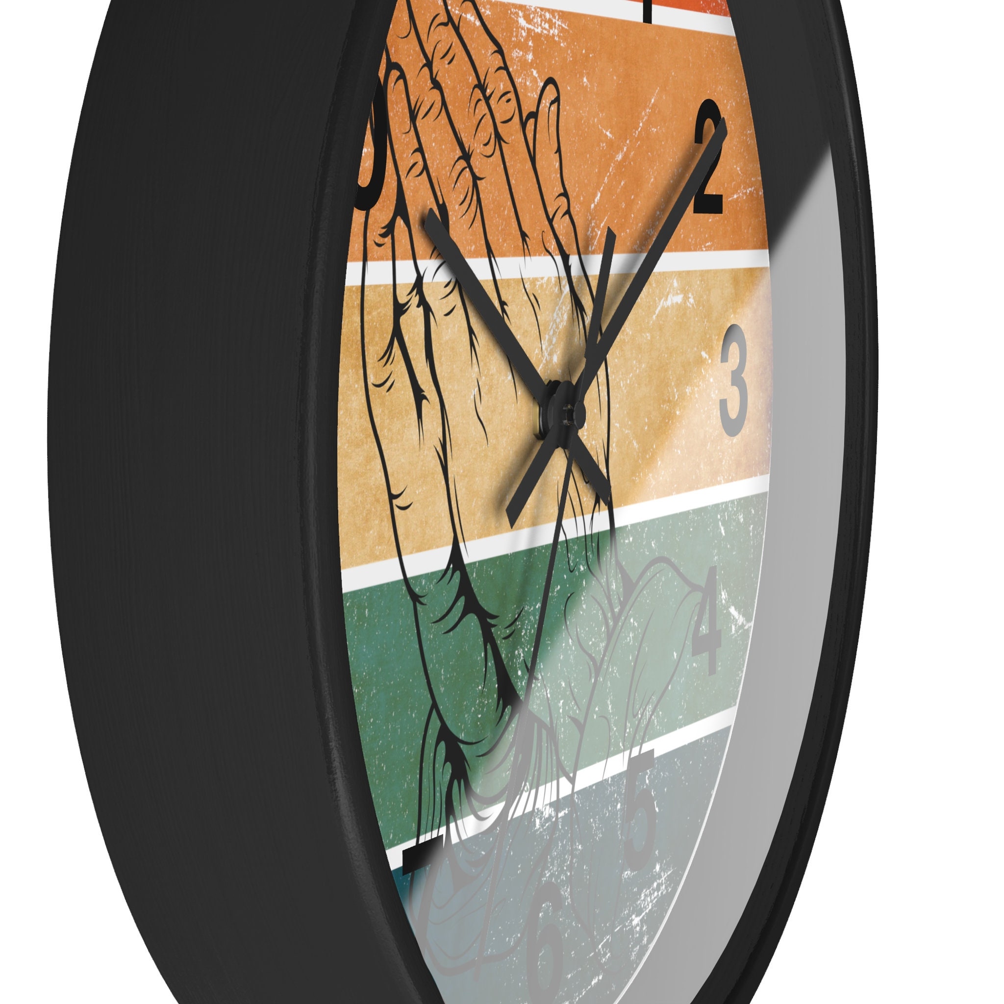 Praying Hands Wall Clock, Retro Sunset Gradient, Home Decor, Christian ...