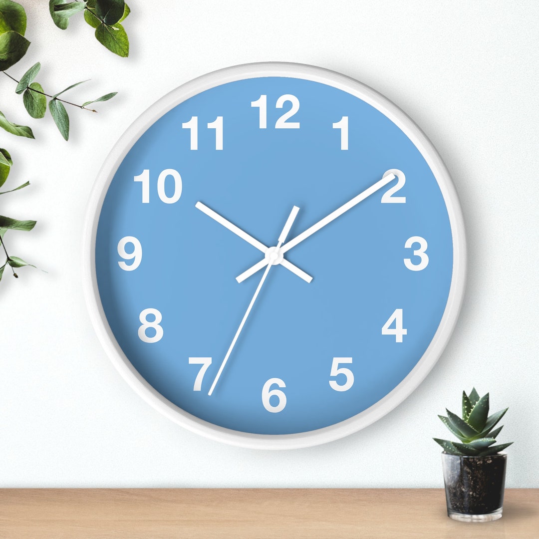 Baby Blue Wall Clock, Simple Minimalistic Clock, Home Decor, Office ...