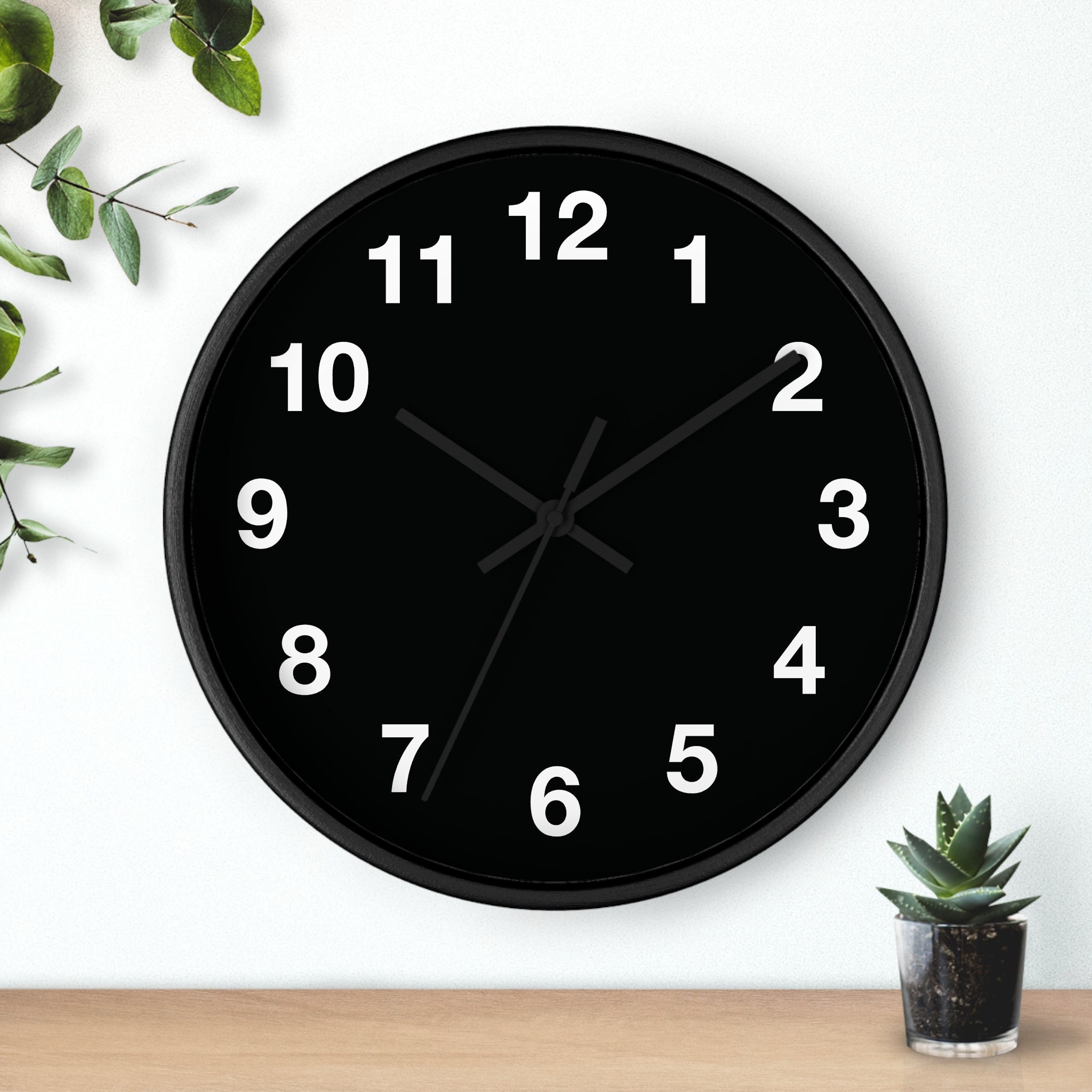 Black Wall Clock, Simple Minimalistic Clock, Home Decor, Office Decor ...