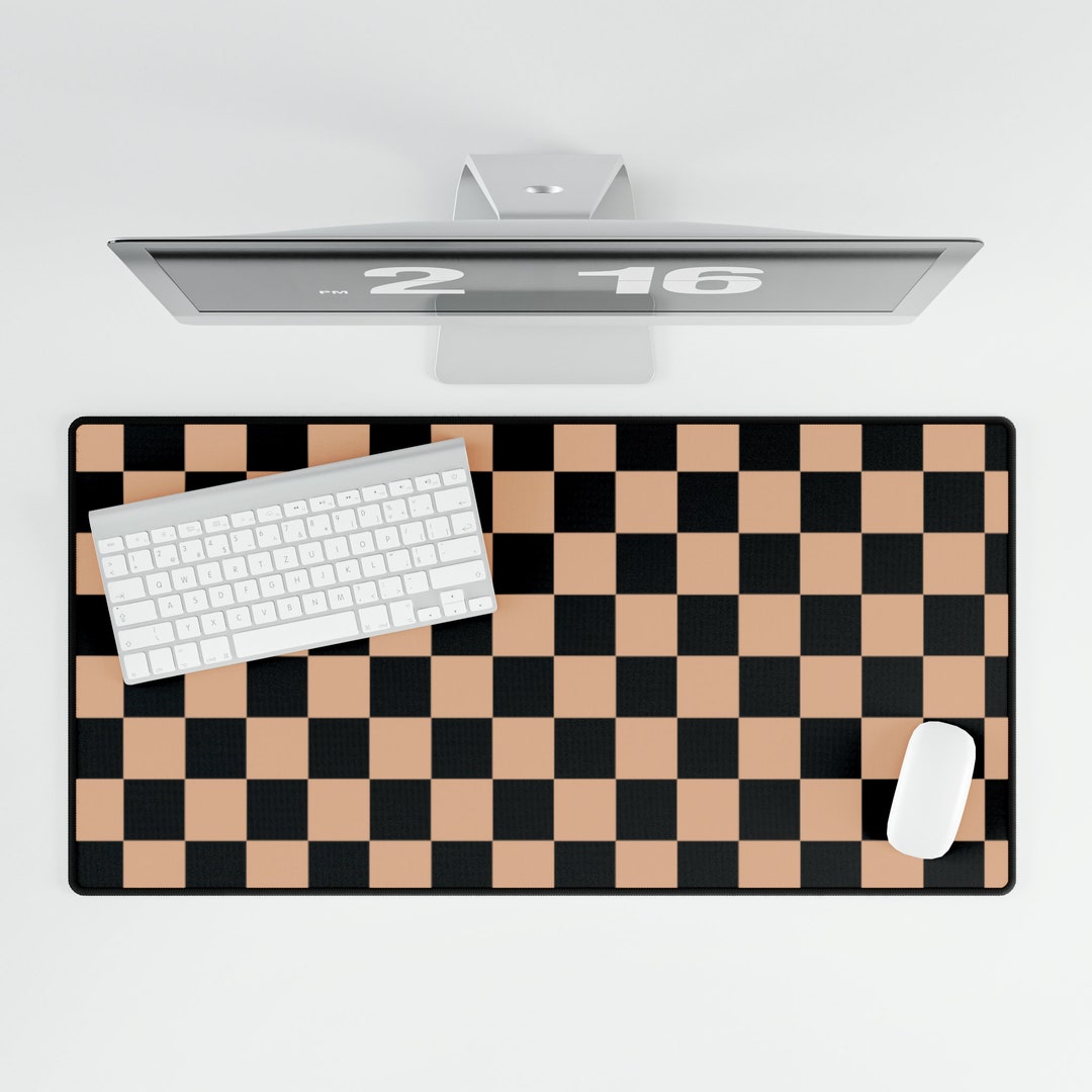 Black and Brown Checkered Pattern Desk Mats, Checkerboard Desk Mats ...