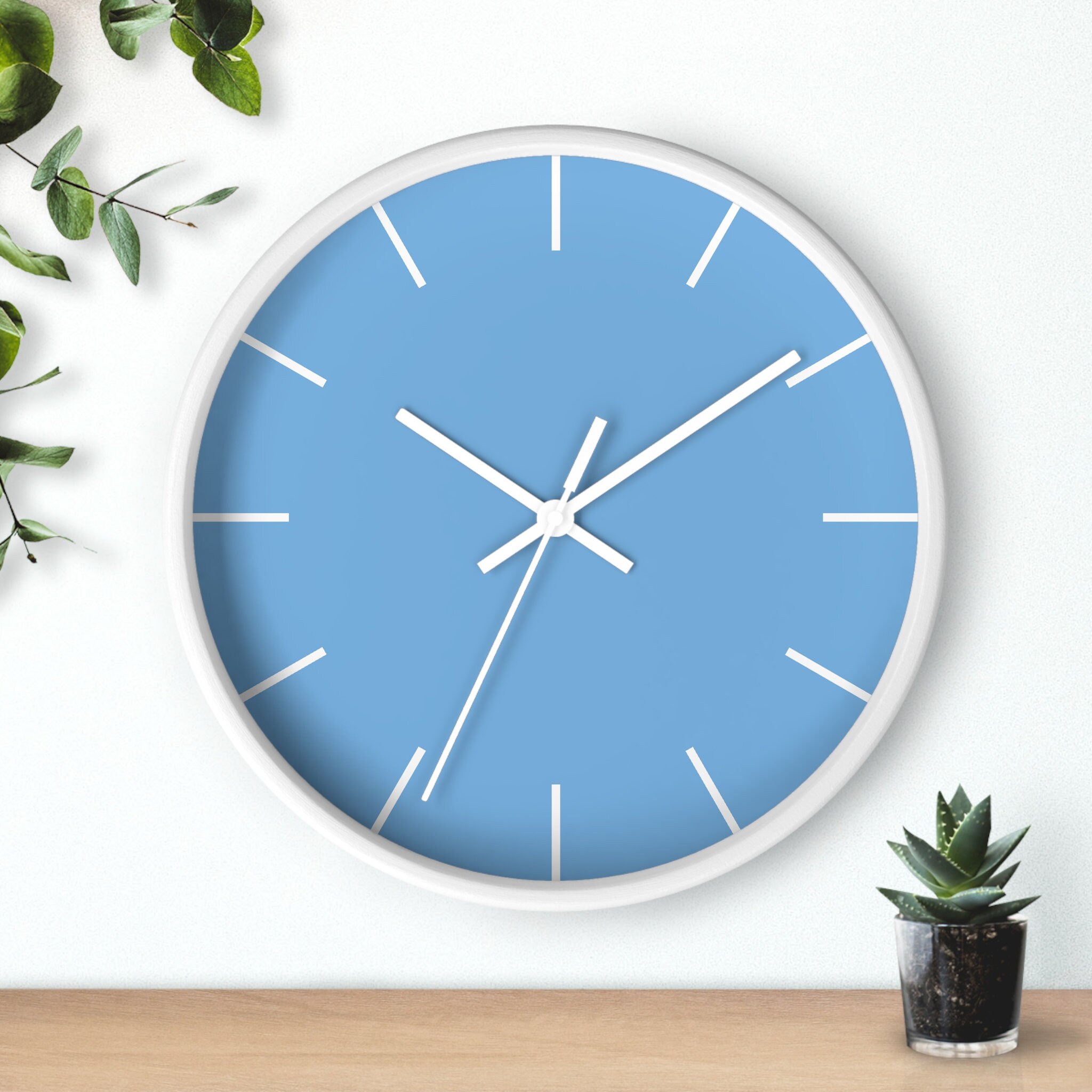 Baby Blue Wall Clock, Simple Minimalistic Clock, Home Decor, Office ...