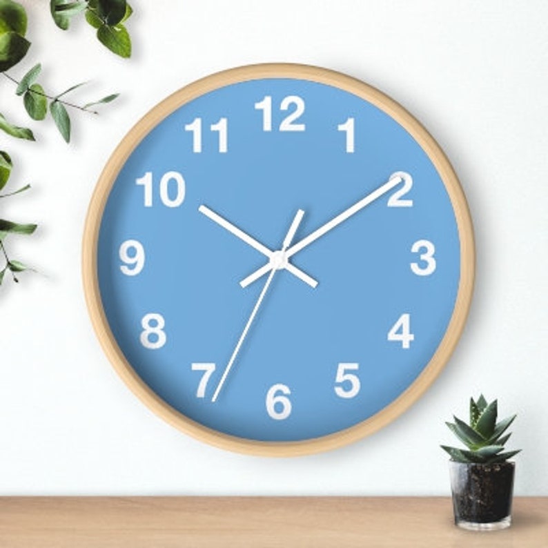 Baby Blue Wall Clock, Simple Minimalistic Clock, Home Decor, Office ...