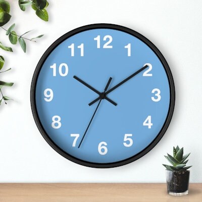 Baby Blue Wall Clock, Simple Minimalistic Clock, Home Decor, Office ...