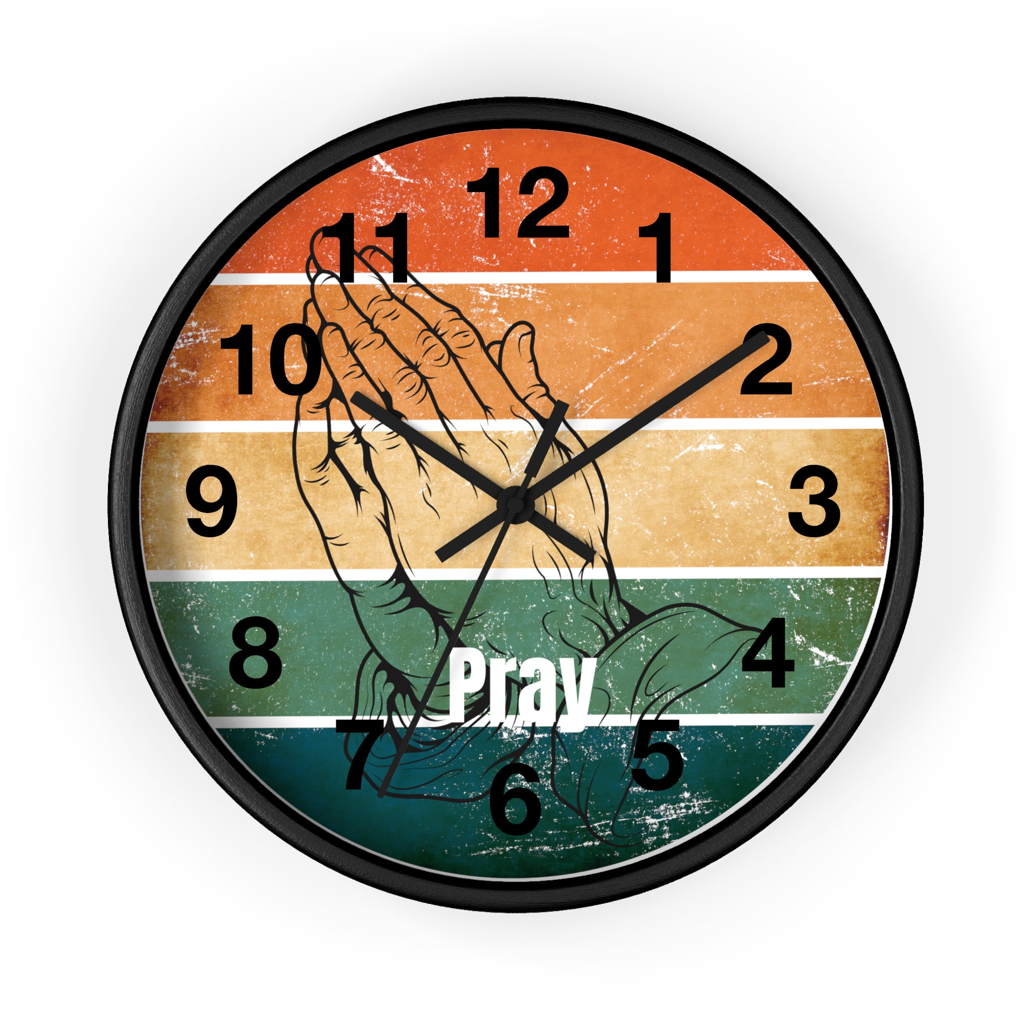 Praying Hands Wall Clock, Retro Sunset Gradient, Home Decor, Christian ...