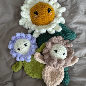Handcrafted Plush Crochet Flowers Lovey Toddler Toy Soft Snuggle for ...