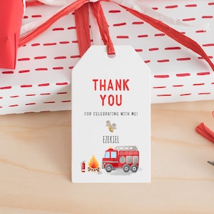 Editable Fire Truck Gift Tag Template Fireman Fire Fighter Birthday ...