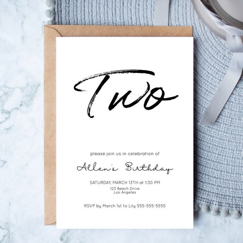 Editable Two Invitation Template Second Birthday Printable 2nd - Etsy