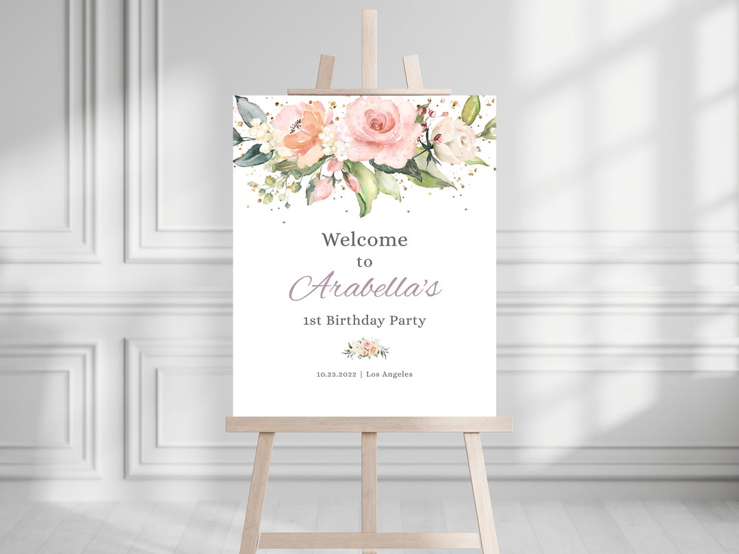 Editable One Floral Welcome Sign Template Printable First 1st 2nd 3rd ...