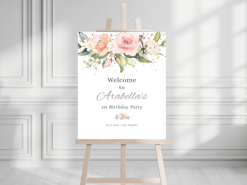 Editable One Floral Welcome Sign Template Printable First 1st 2nd 3rd ...