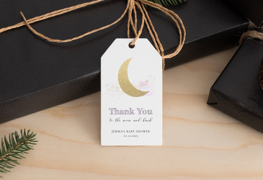 Editable Gold Moon Gift Tag Template Over the Moon Baby Shower Favor ...