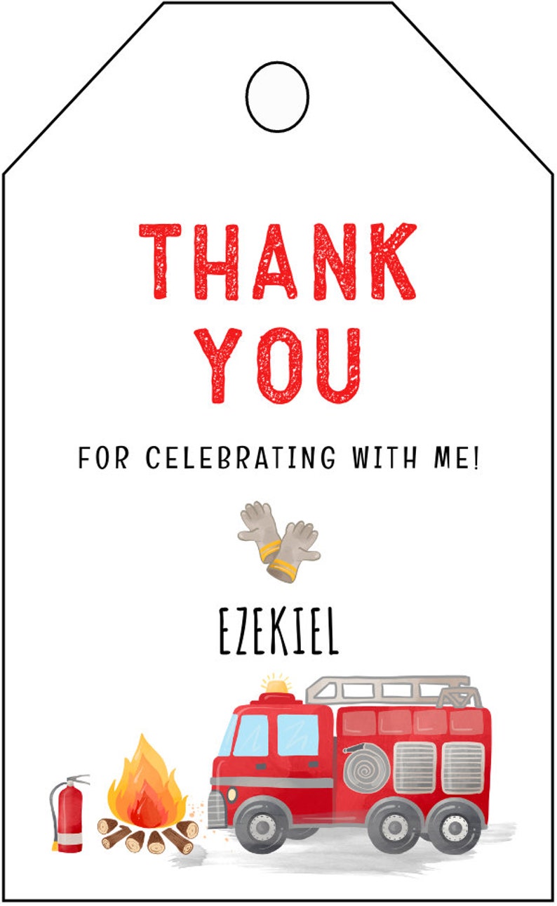 Editable Fire Truck Gift Tag Template Fireman Fire Fighter - Etsy