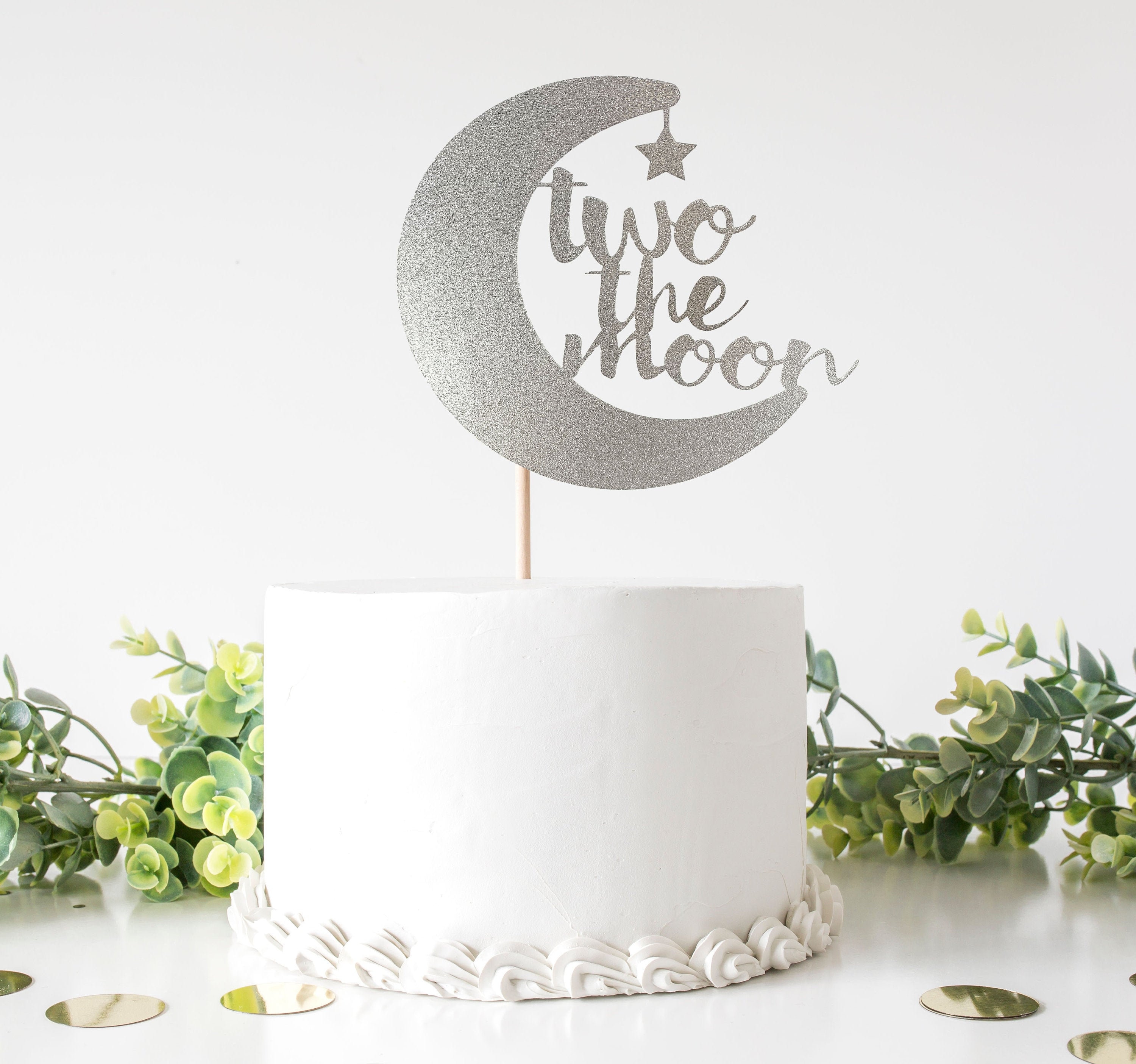Two The Moon Birthday Cake Topper Moon and Star Topper | Etsy