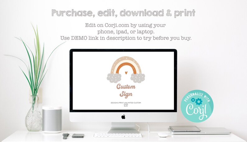 Editable Rainbow Custom Sign Template Unlimited Text Boho - Etsy