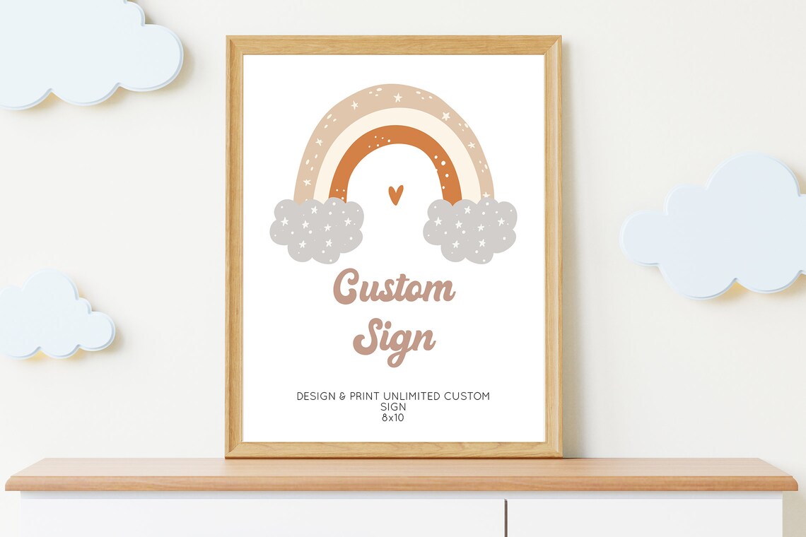 Editable Rainbow Custom Sign Template Unlimited Text Boho Rainbow Baby ...