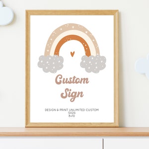 Editable Rainbow Custom Sign Template Unlimited Text Boho Rainbow Baby ...