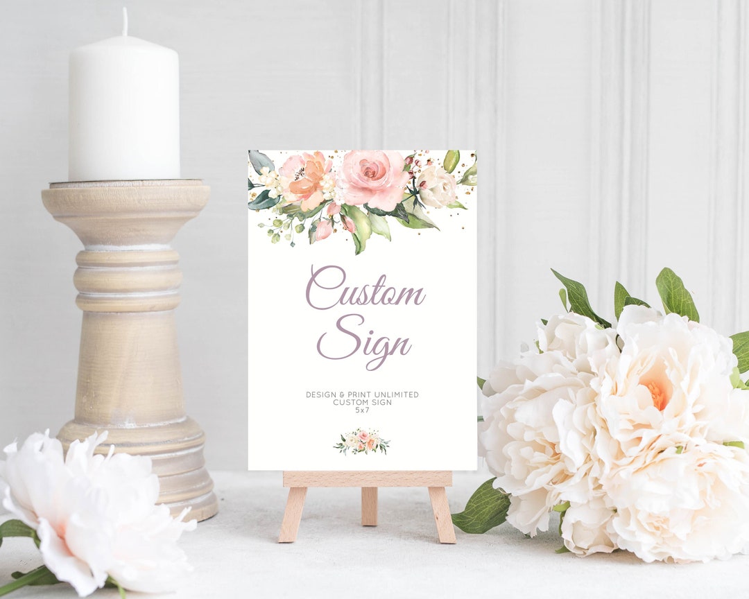Editable Floral Custom Sign Template Unlimited Blush Pink - Etsy