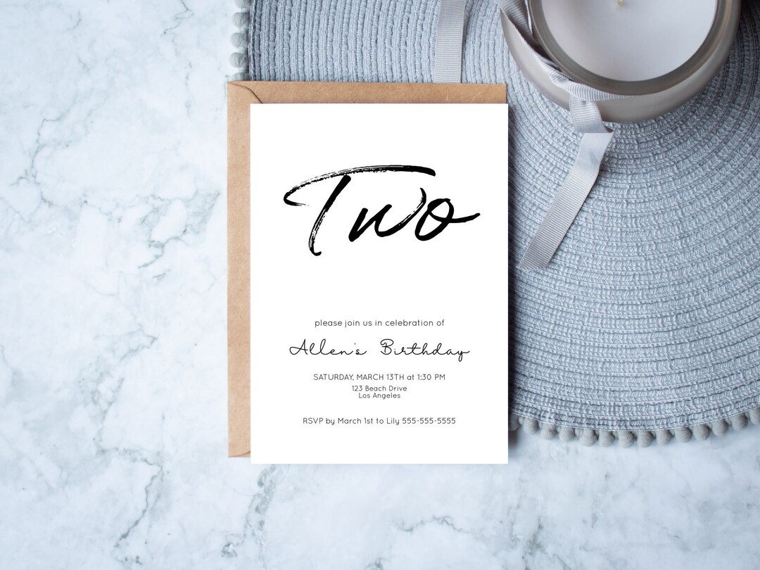 Editable Two Invitation Template Second Birthday Printable 2nd Birthday ...