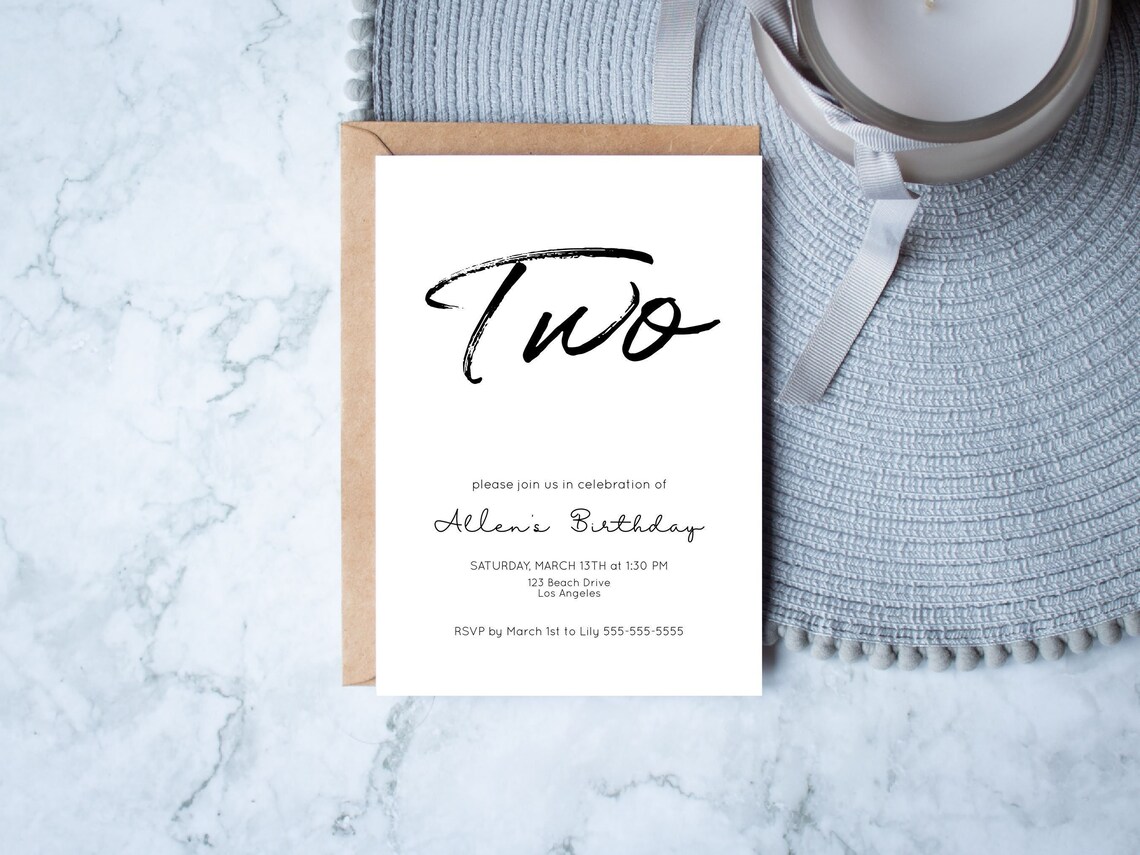 Editable Two Invitation Template Second Birthday Printable 2nd - Etsy