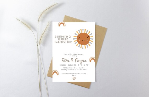 Editable Sunshine Invitation Template Little Sunshine Boho | Etsy