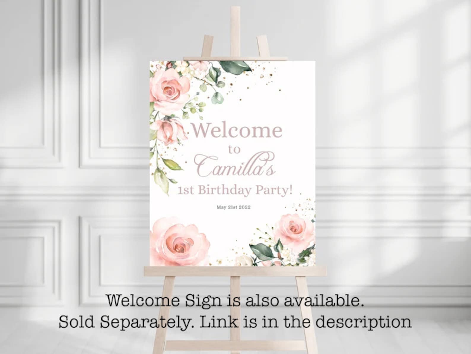 Editable Floral Birthday Invitation Template Pink Blush Theme First ...