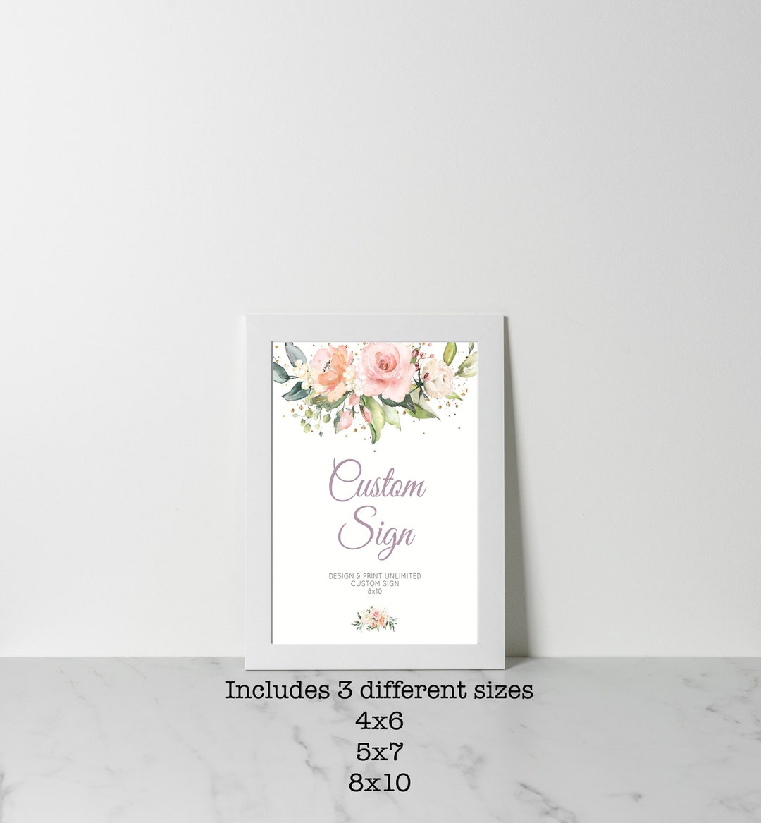 Editable Floral Custom Sign Template Unlimited Blush Pink Flower Baby ...