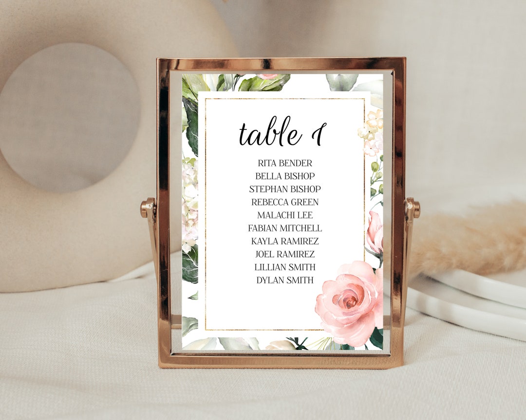 Editable Floral Table Card for Wedding Digital File Table Card Template ...
