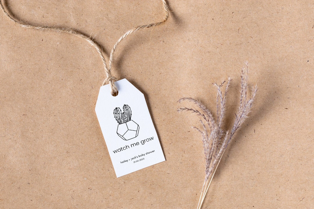Editable Watch Me Grow Let Love Grow Gift Tag Template Minimalist ...