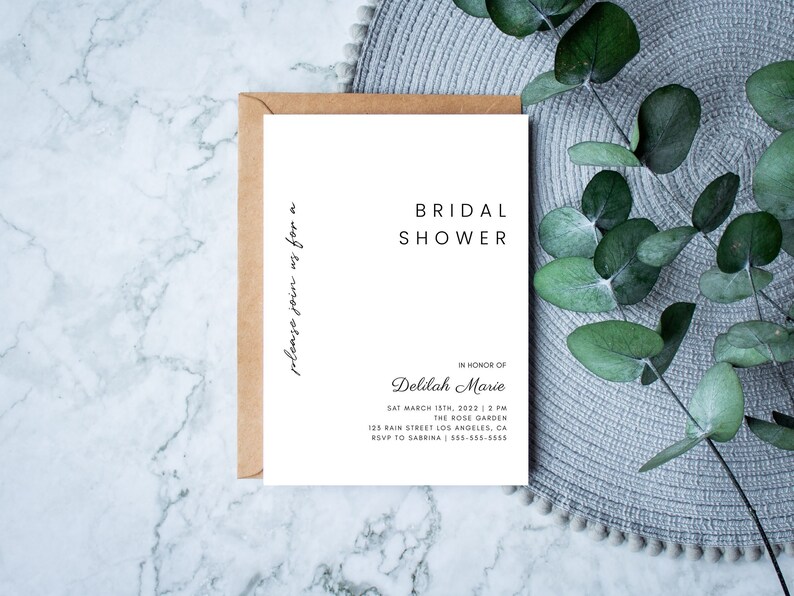 Editable Simple Bridal Shower Invitation Template Minimalistic Bridal ...