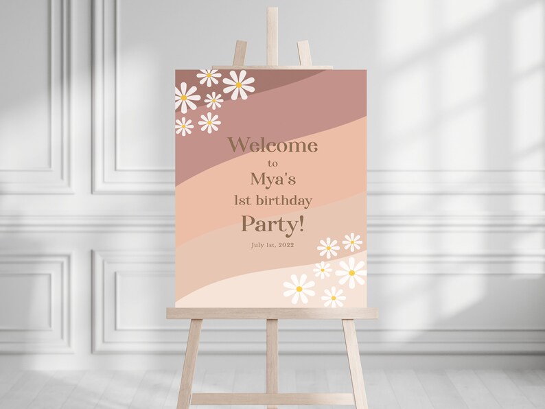 Editable Groovy Welcome Sign Template for Hippie Birthday Party Baby ...
