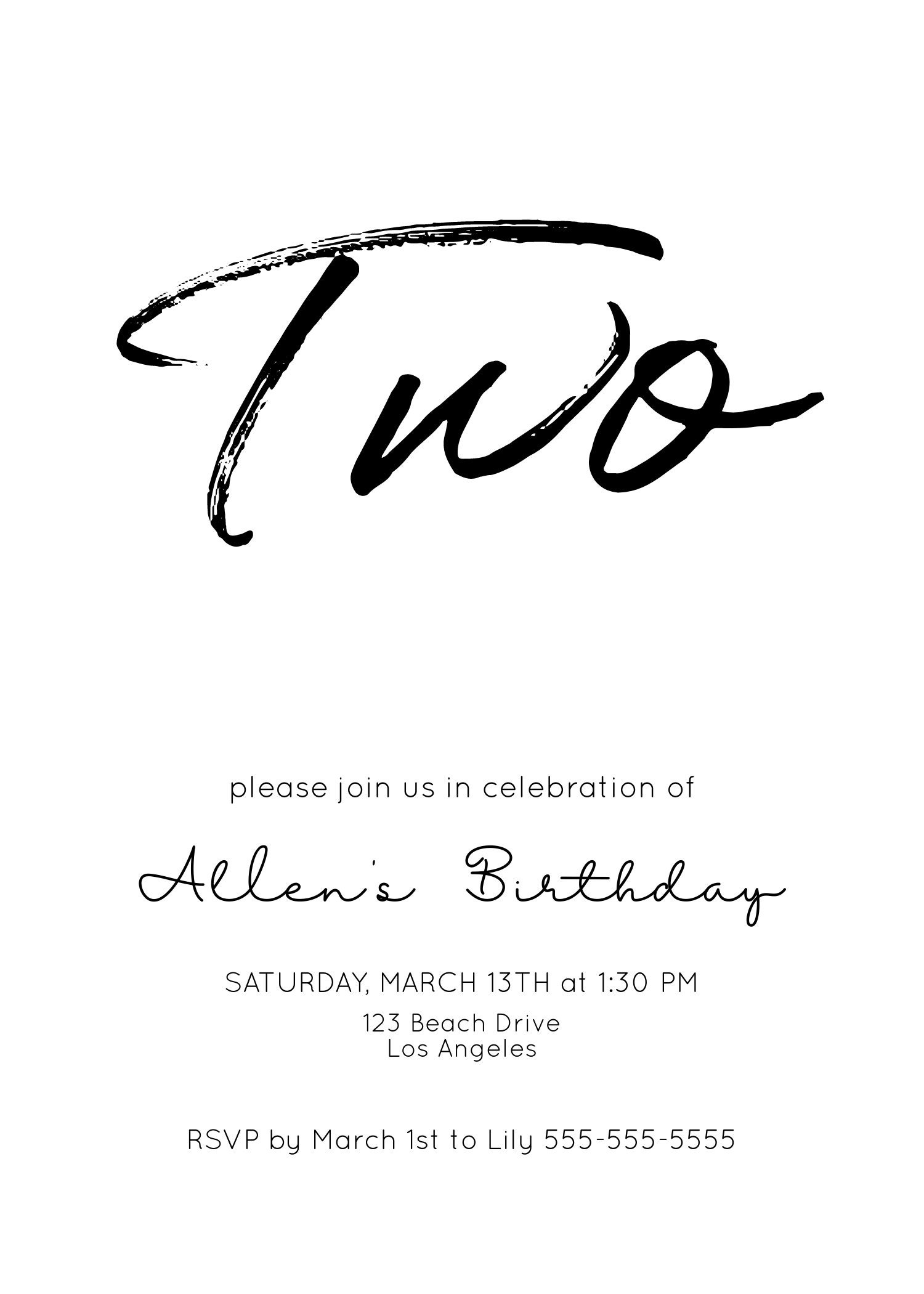 Editable Two Invitation Template Second Birthday Printable 2nd - Etsy