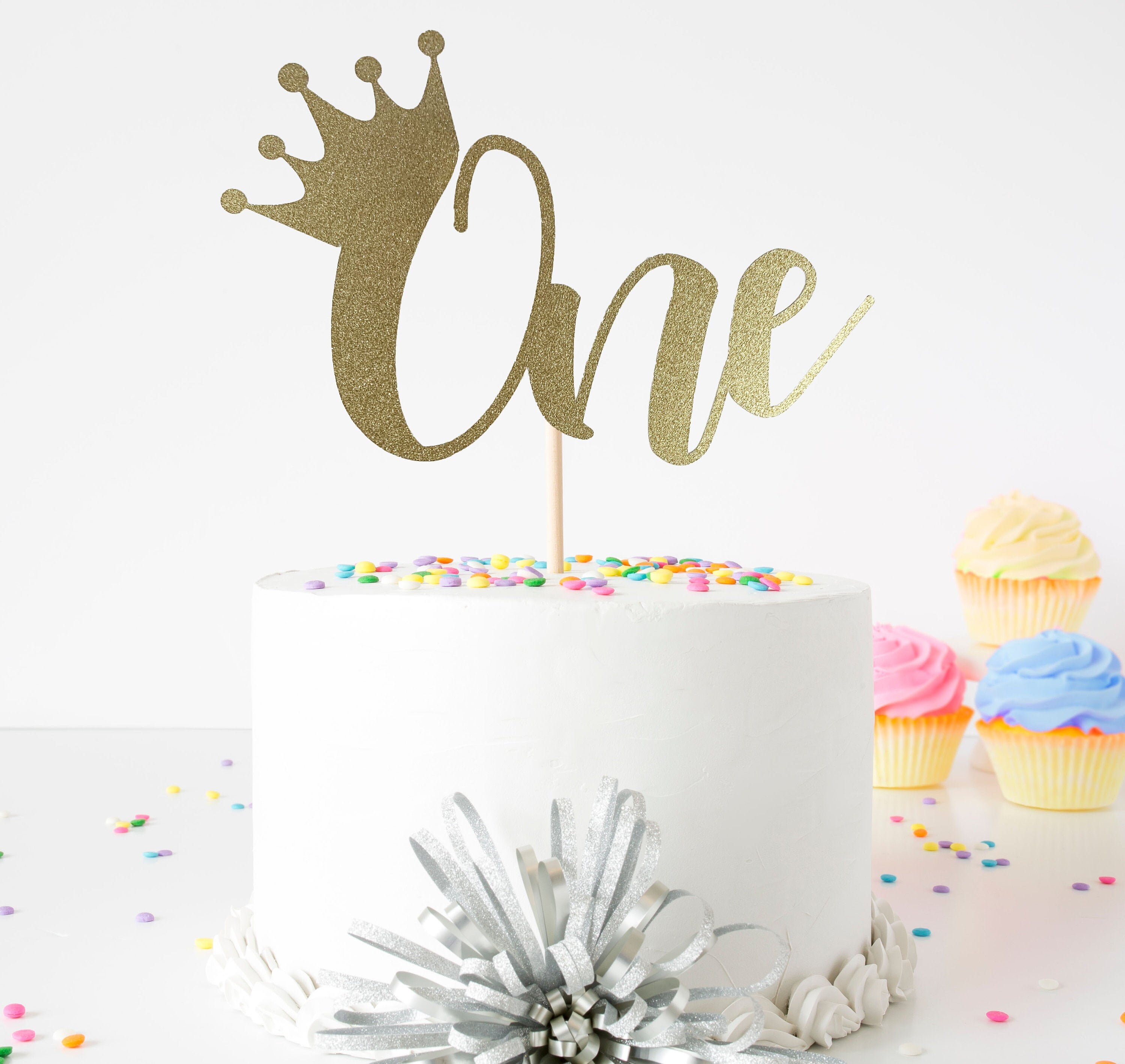 One With A Crown Cake Topper for First Birthday Smash Cake. - Etsy