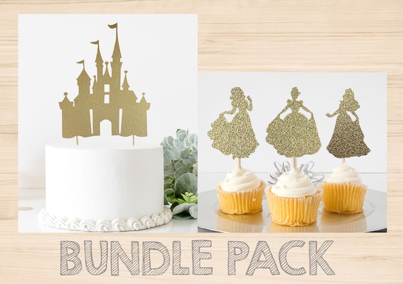 BUNDLE PACK Castle Cake Topper Disney Princess Cupcake | Etsy