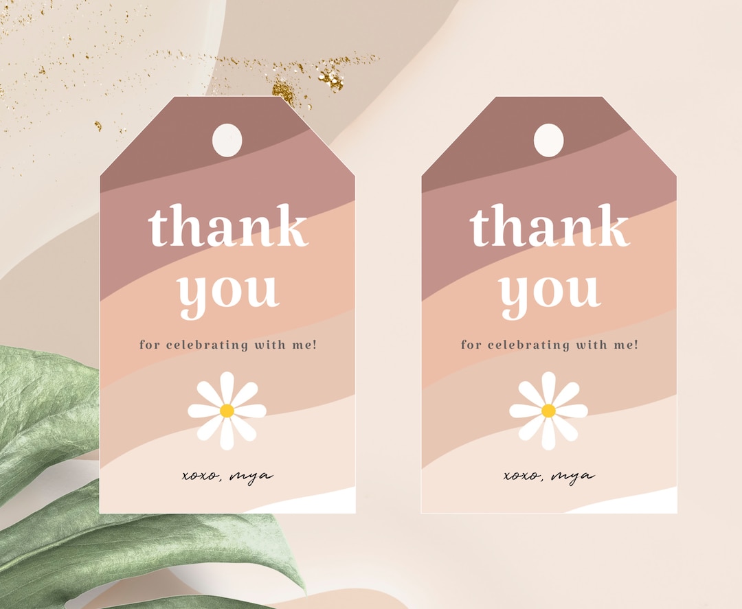 Editable Groovy Thank You Tag Template for Hippie Birthday Party Groovy ...