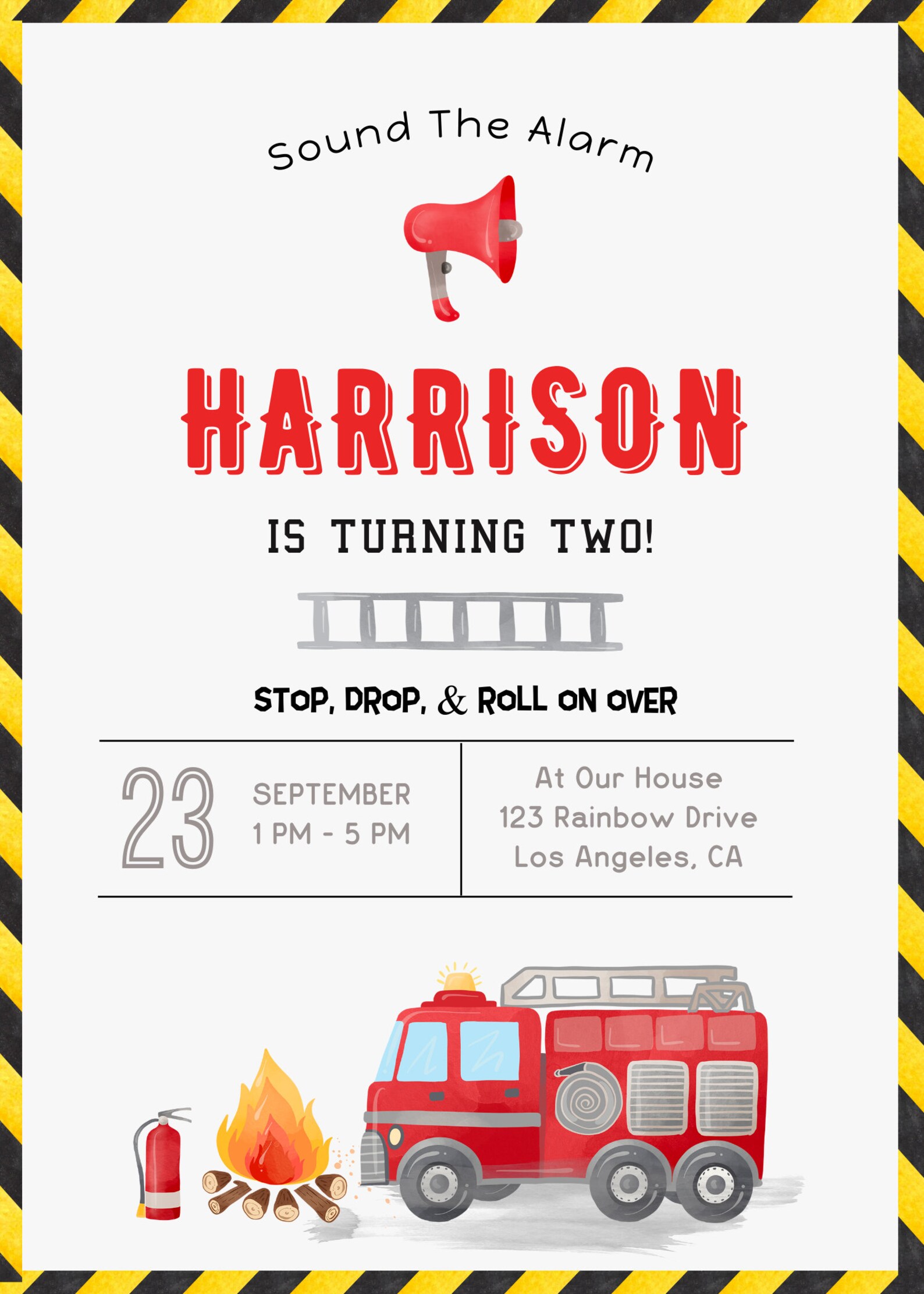 Editable Firetruck Invitation Template for Firefighter Theme Birthday ...