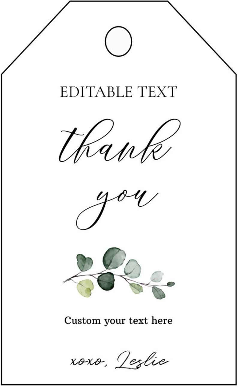 Editable Eucalyptus Gift Tag Template Greenery Simple Favor - Etsy